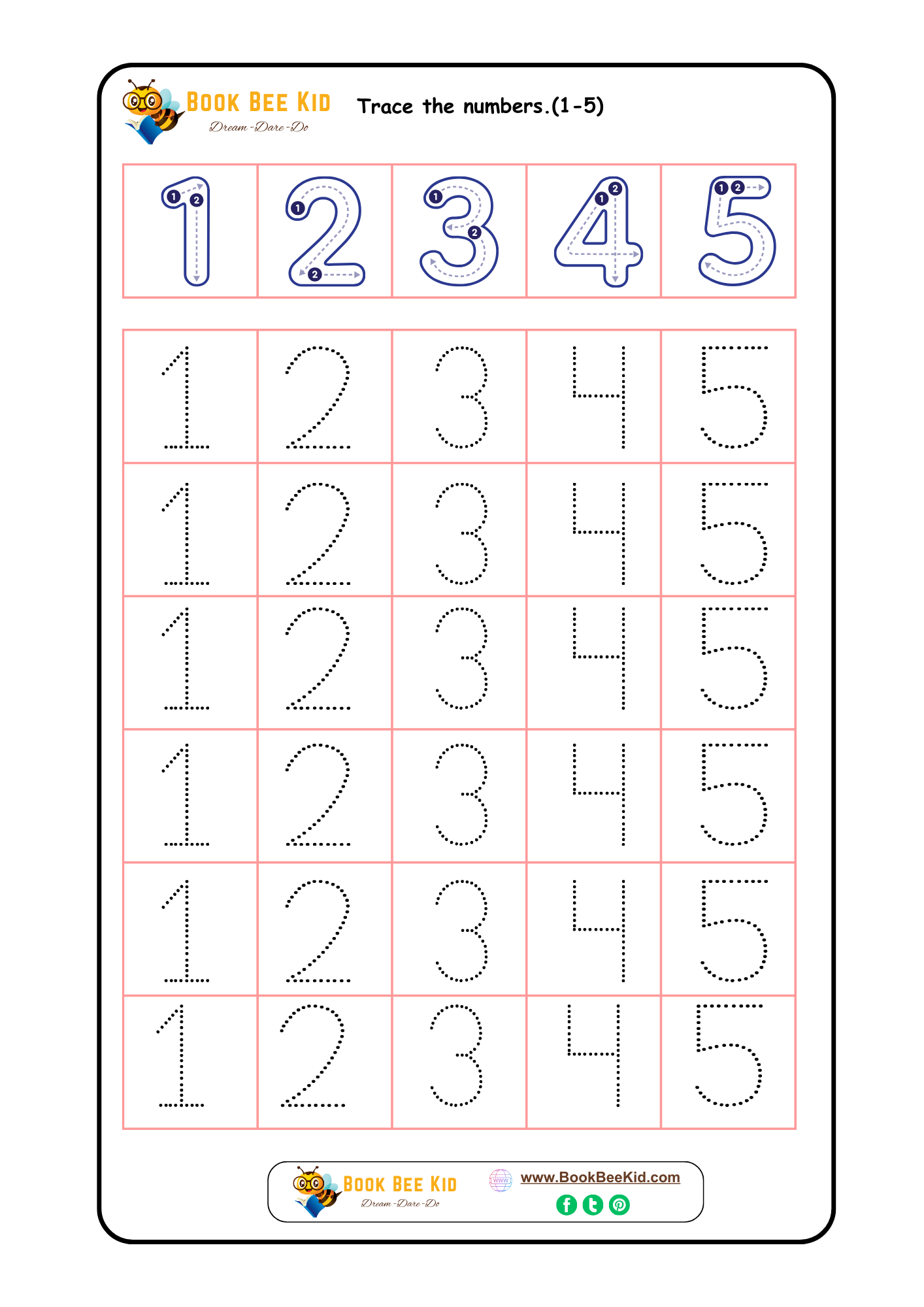 KINDERGARTEN-tracing-number - bookbeekid