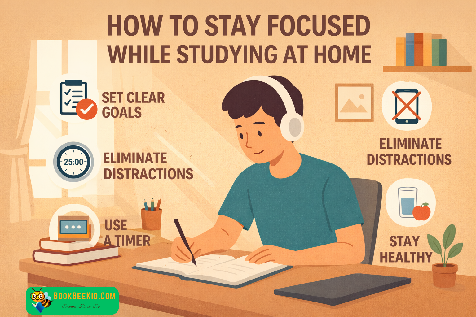 How to Stay Focused While Studying at Home - bookbeekid